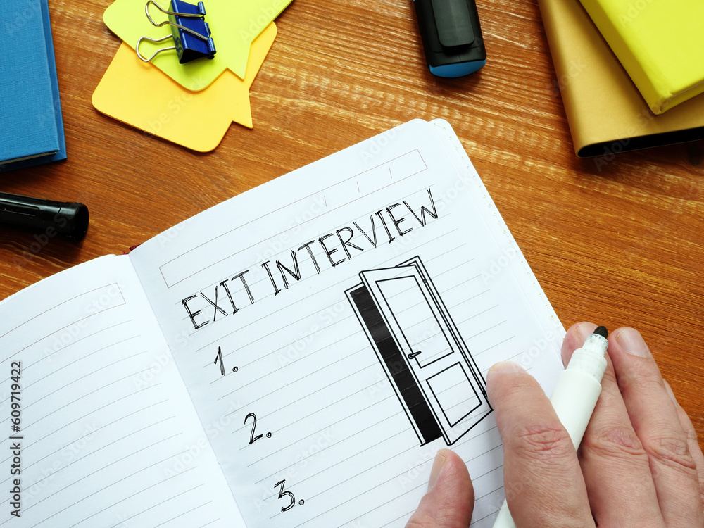Exit Interview Checklist is shown using the text Stock Photo | Adobe Stock