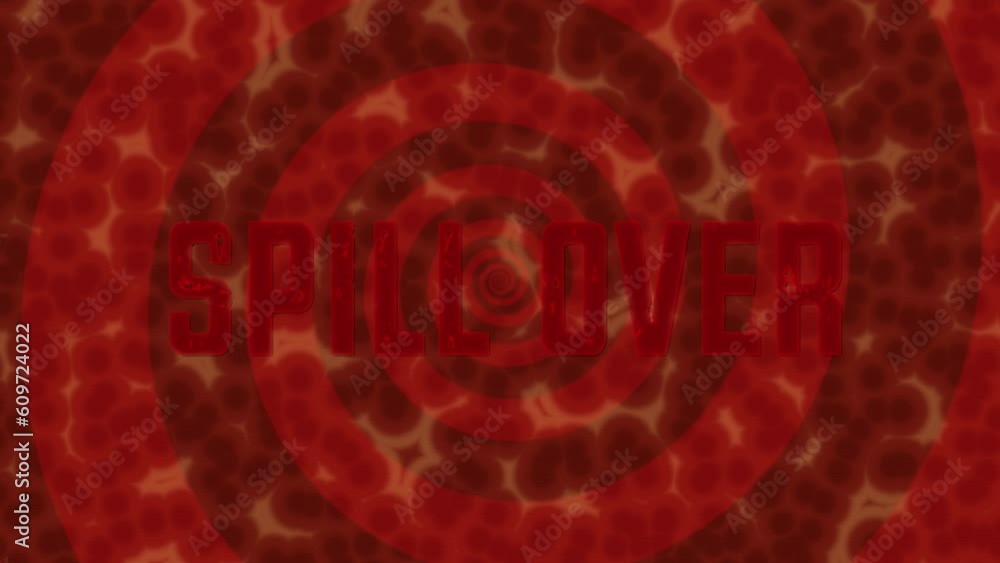 Red blood cells animation, inscription spill over in middle in red ...