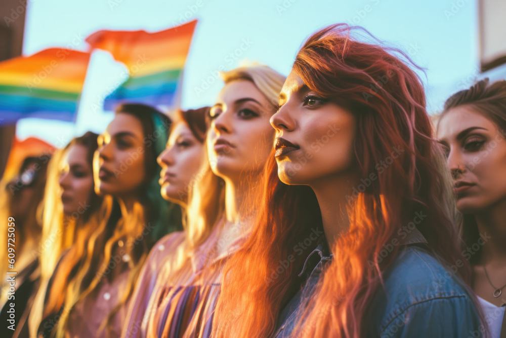 Women with rainbow flags proudly representing the LGBTIQ+ community ...
