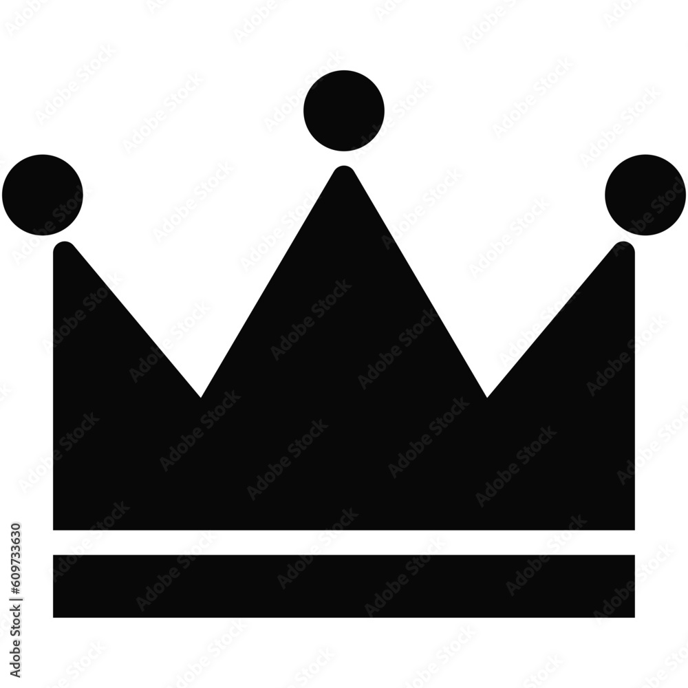 Black Single Royal Crown Icon Simple Top Royal Symbolism Flat Design