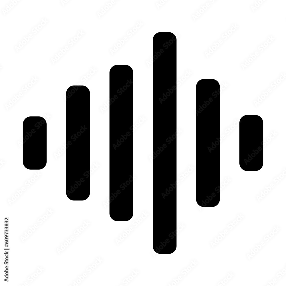 Black sound waves line icon, simple frequency flat design, digital ...