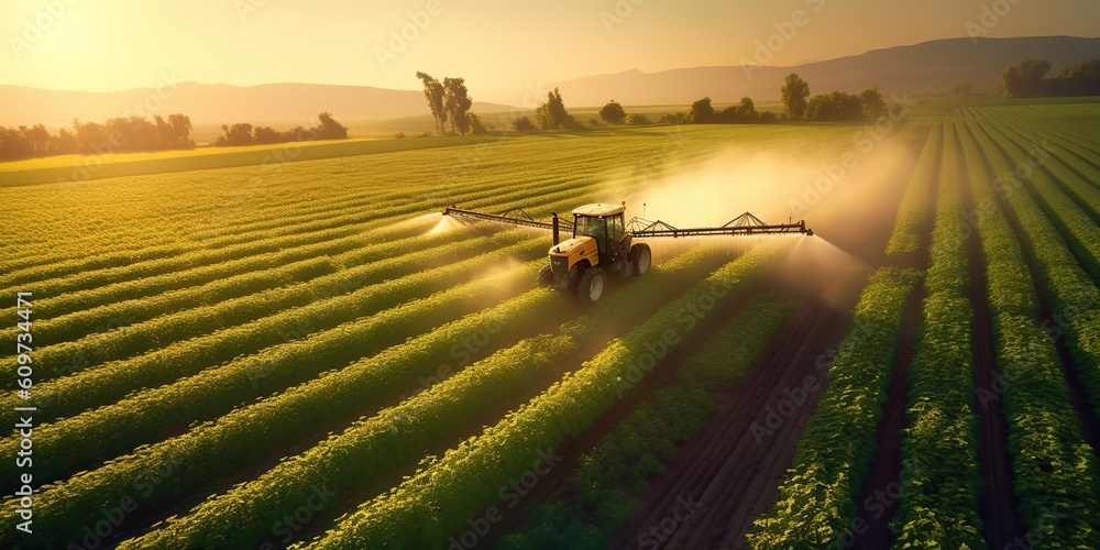 AI Generated. AI Generative. Photo air drone illustration of Tractor ...
