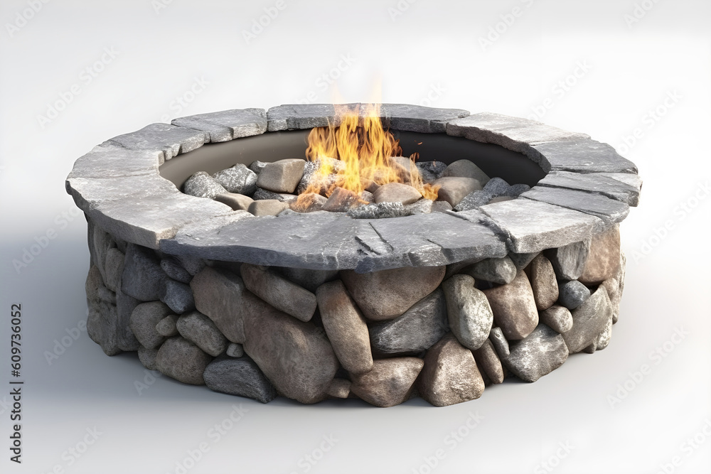 3d render of fire pit isolated on white background, AI generated Stock ...