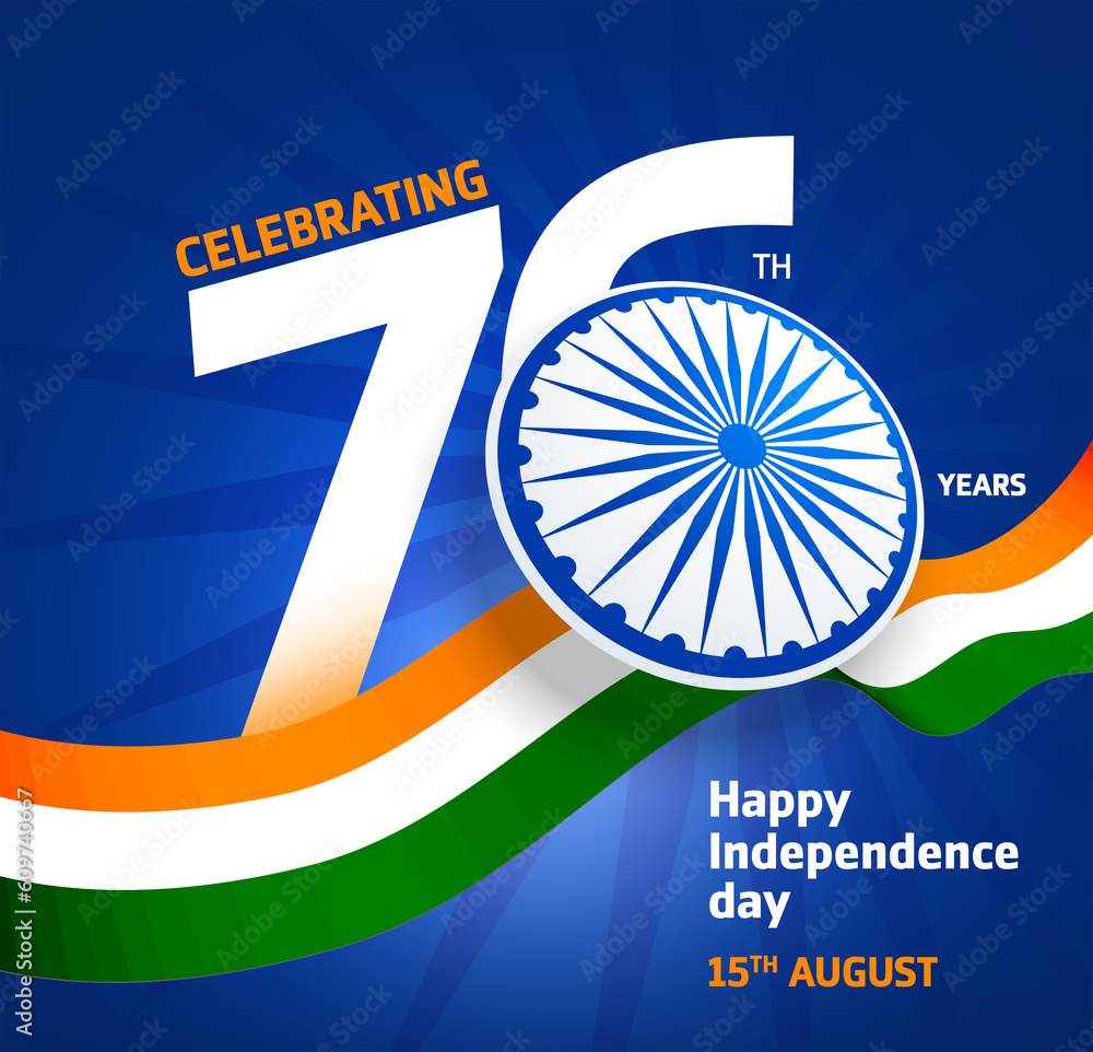 15 august 3d illustration. white cup of smoke with crescent icon. blue ...