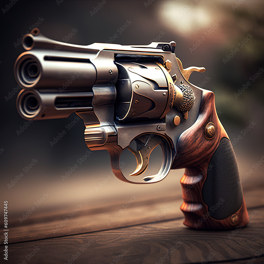 Hand gun, revolver with blur background, generative ai technology Stock ...