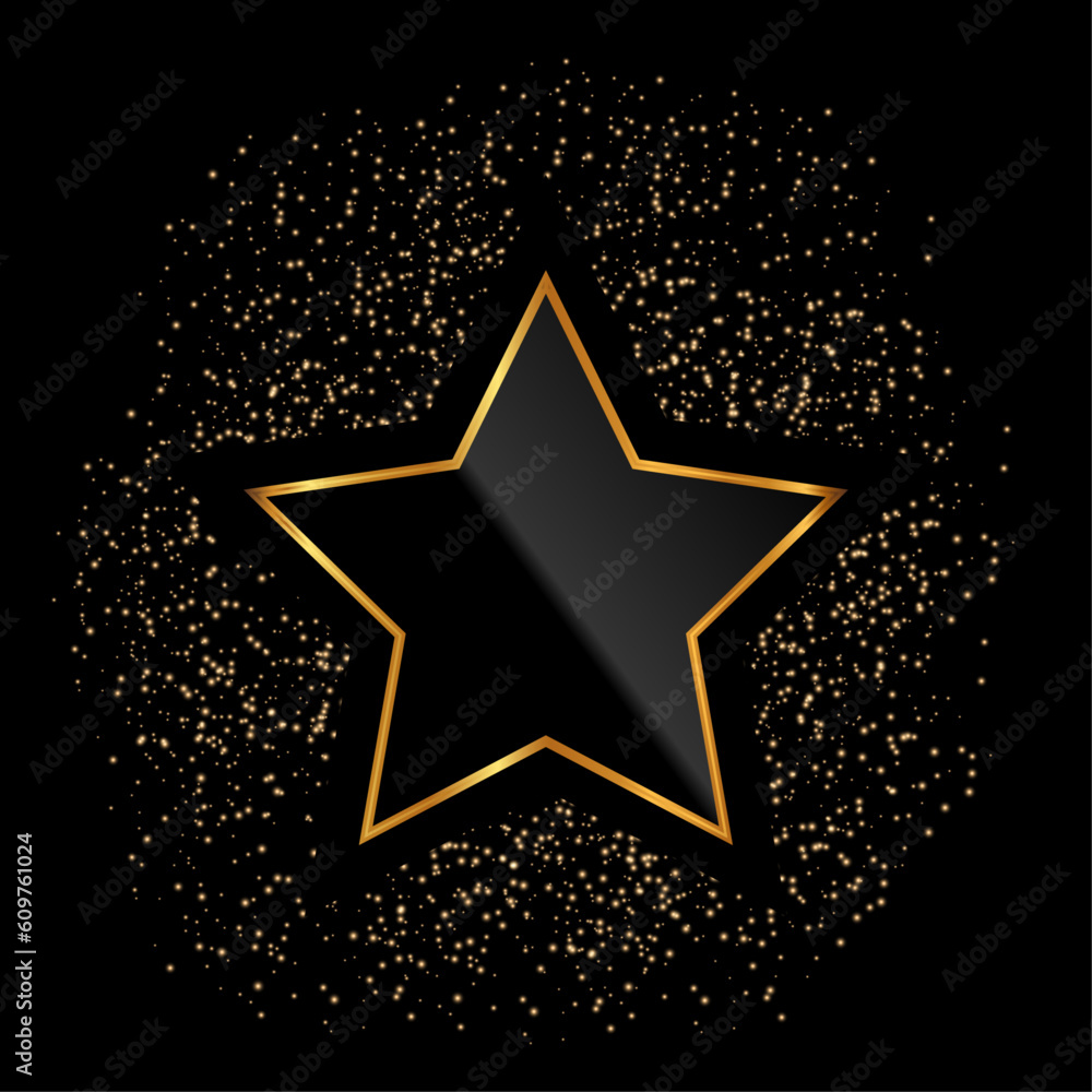 Shine black background with golden sparkling star. Vector illustration ...