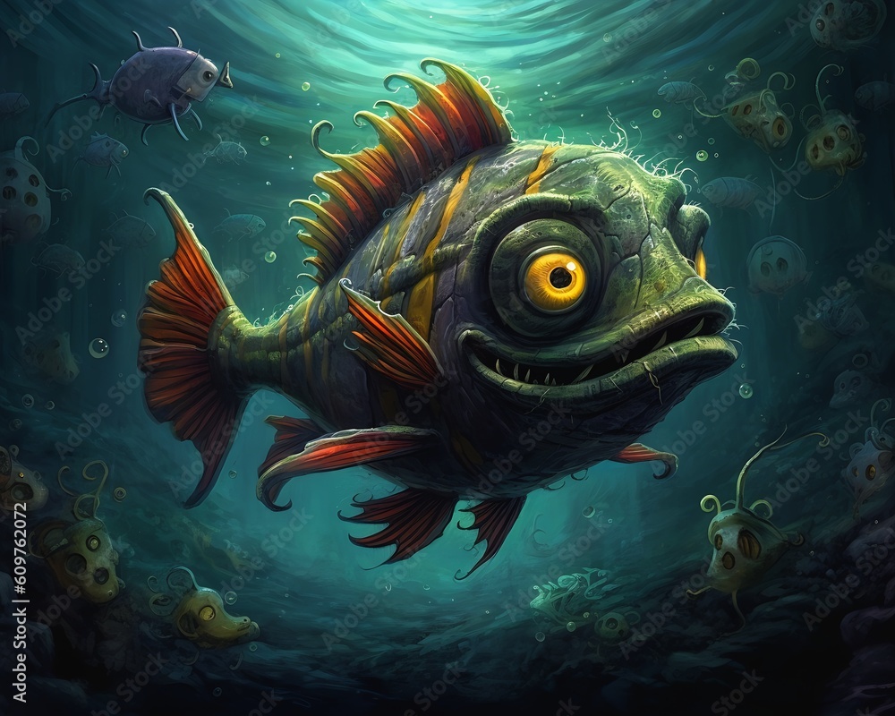 fish big mouth nose world splash creepy background little circus ...