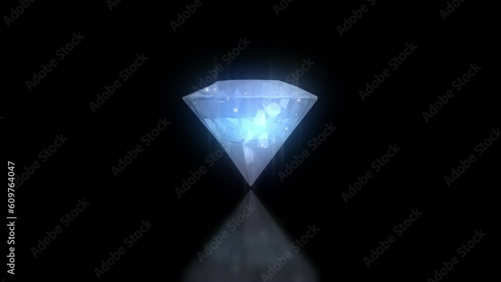 Magic crystal shining diamond with a reflective surface and blinking ...