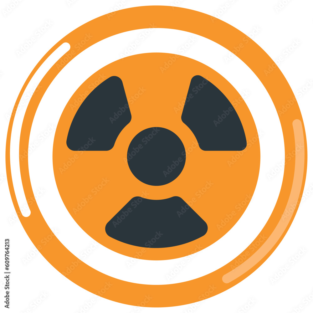 vector icon of a chemistry laboratory atomic logo with orange border ...