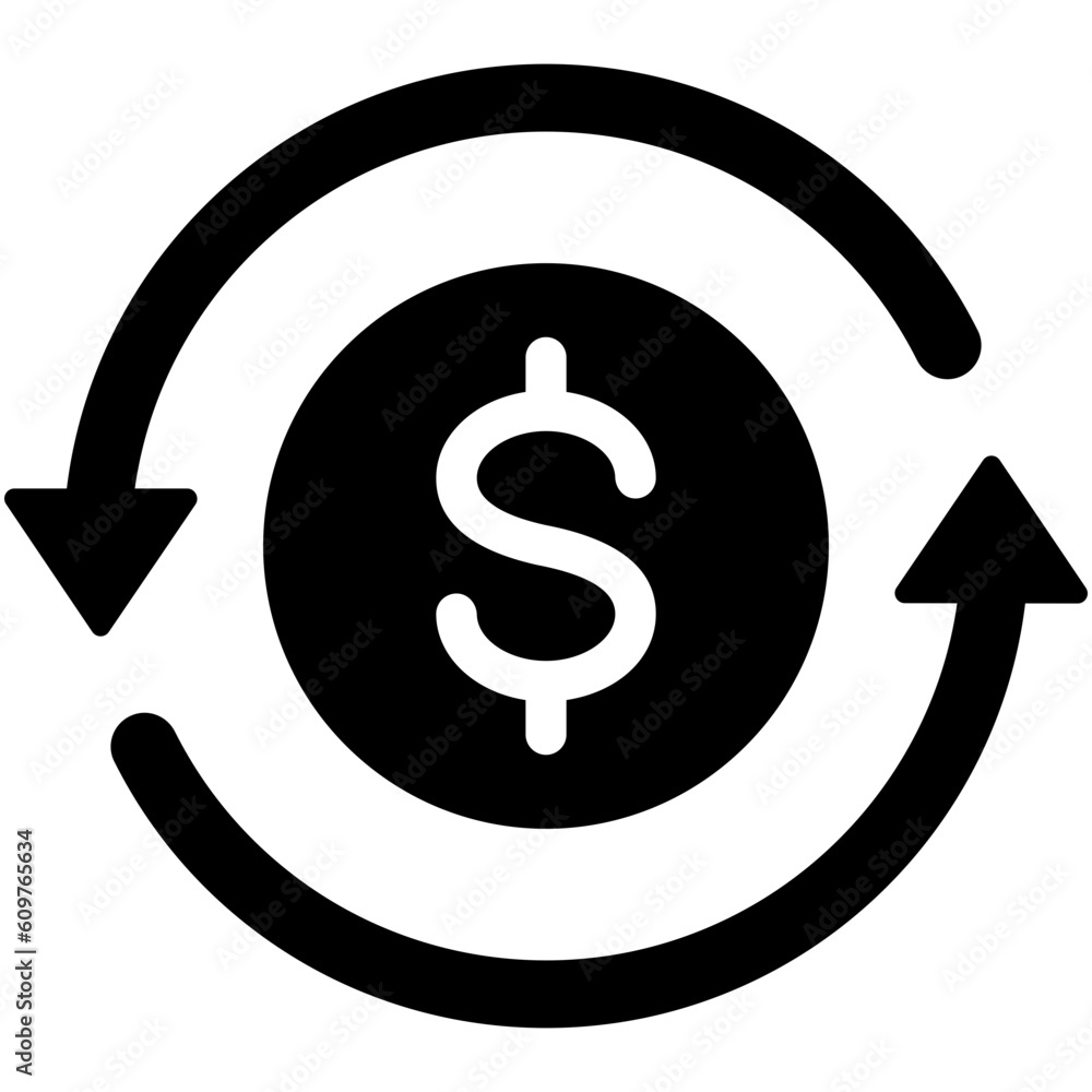 Vecteur Stock Black round cashback refund mark icon, simple foreign ...