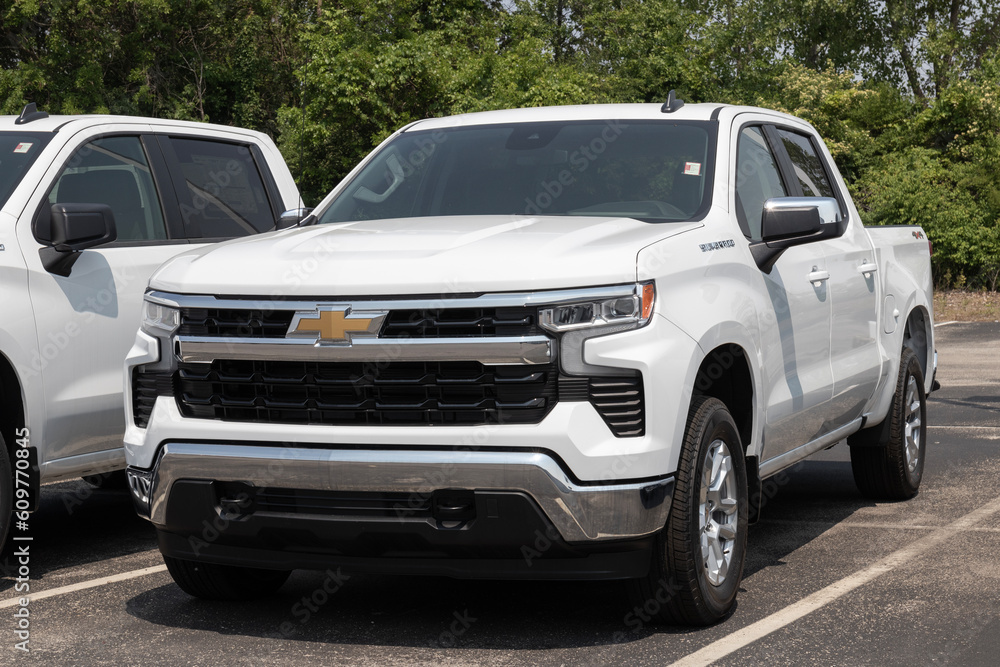 Chevrolet Silverado 1500 display at a dealership. Chevy offers the ...