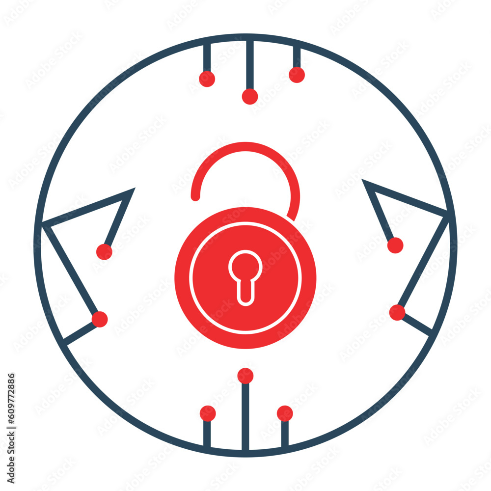 vector icon of a padlock with white background with red lines Stock ...