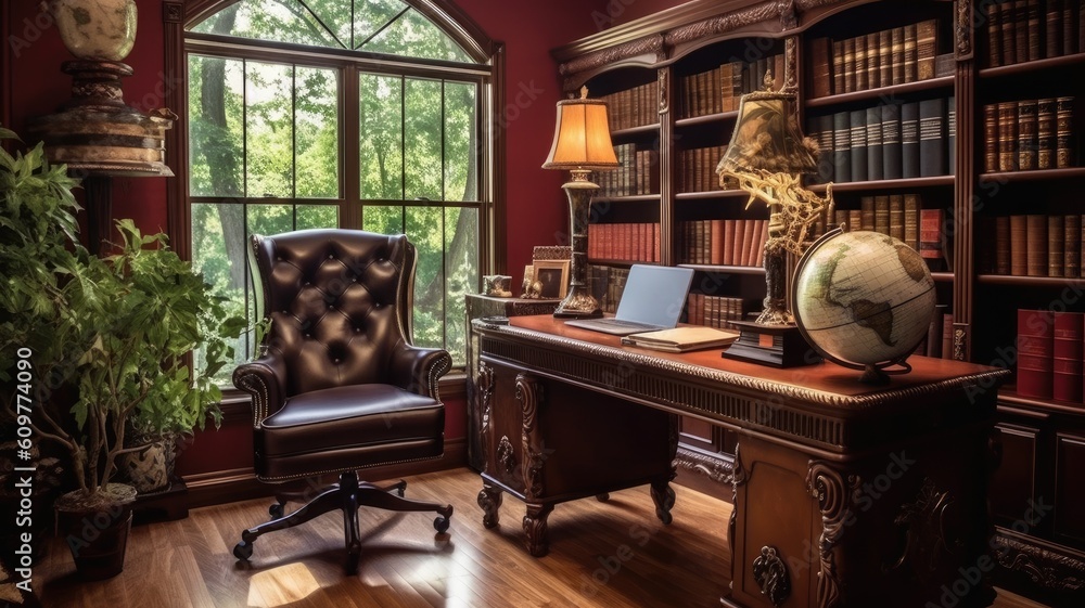 Inspiring office interior design Traditional style Study Room featuring ...