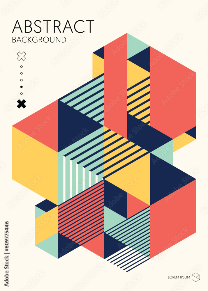 Abstract geometric isometric shape layout design template background ...