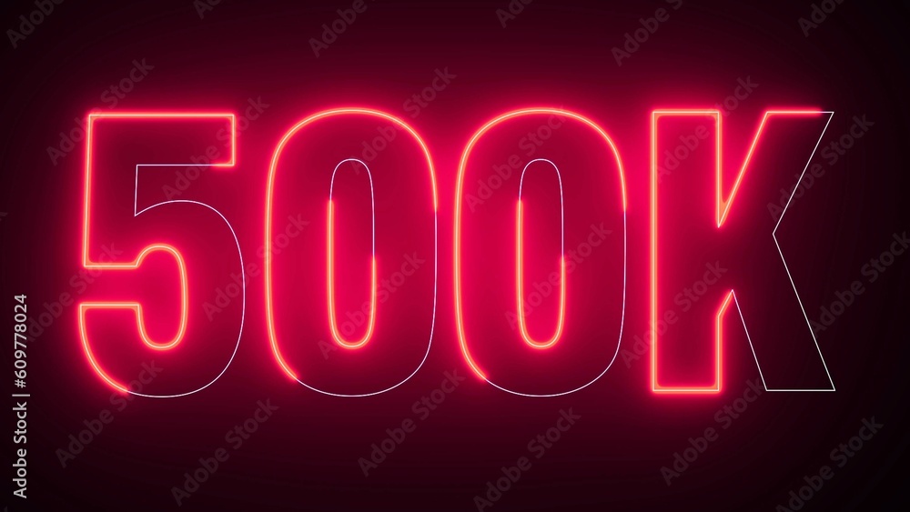 500K Electric red lighting text with animation on black background, 3D ...