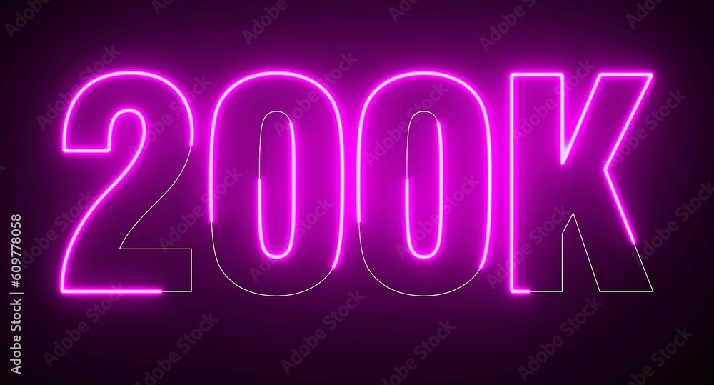 200K Electric pink lighting text with animation on black background, 3D ...