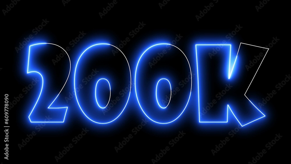200K Electric Blue lighting text with animation on black background, 3D ...