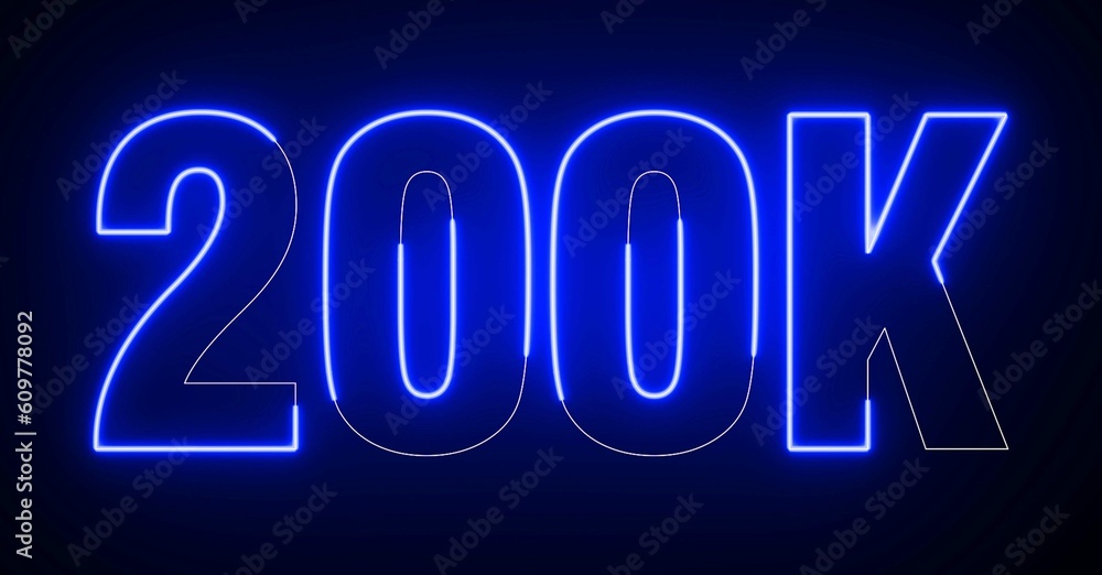 200K Electric Blue lighting text with animation on black background, 3D ...