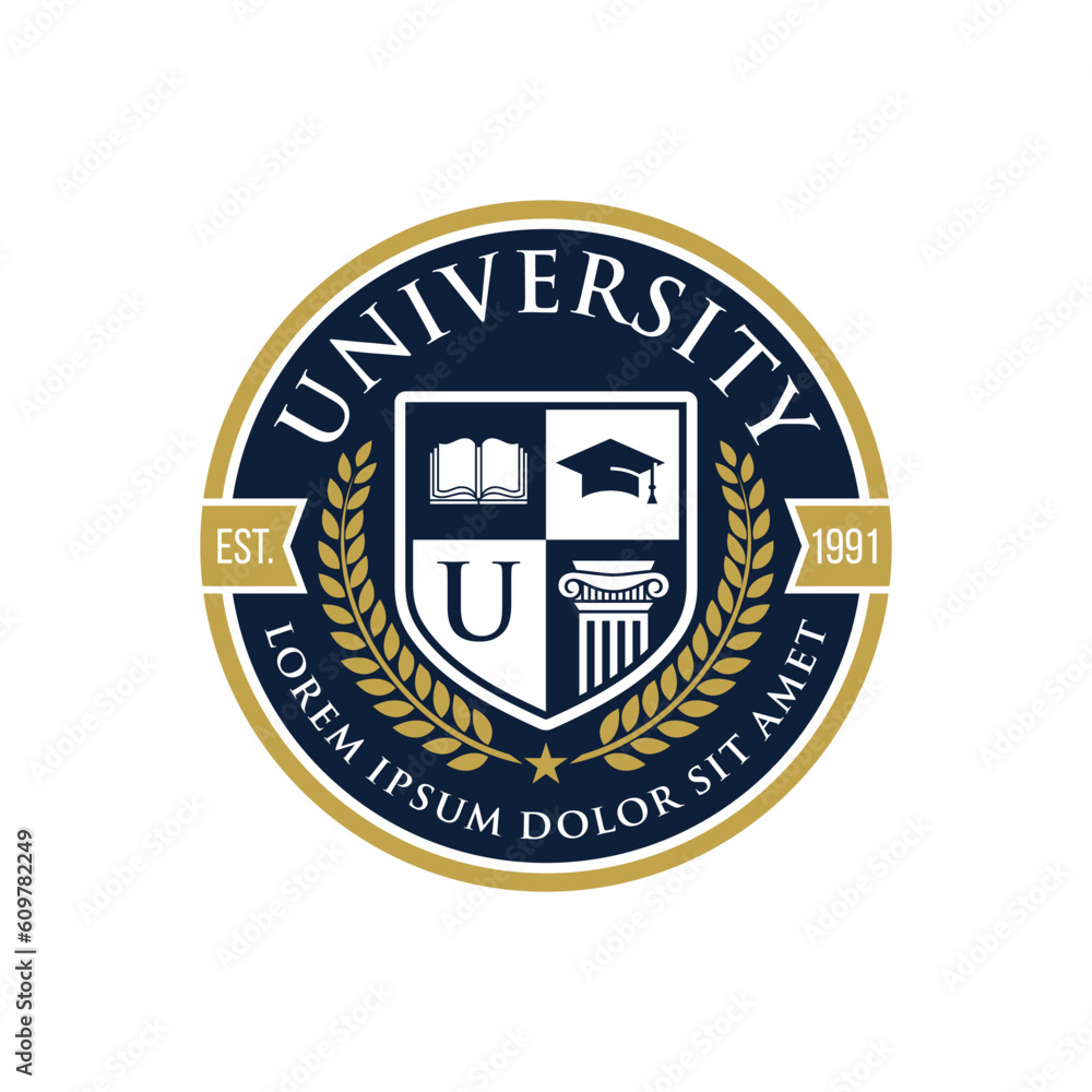 Education badge logo design. University high school emblem. Vector Logo ...