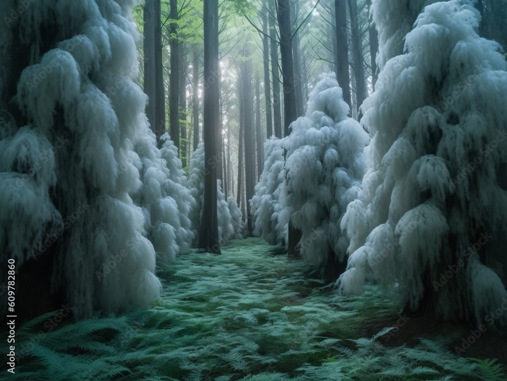 Fuzzy Tree Forest Landscape Photography created with generative AI ...