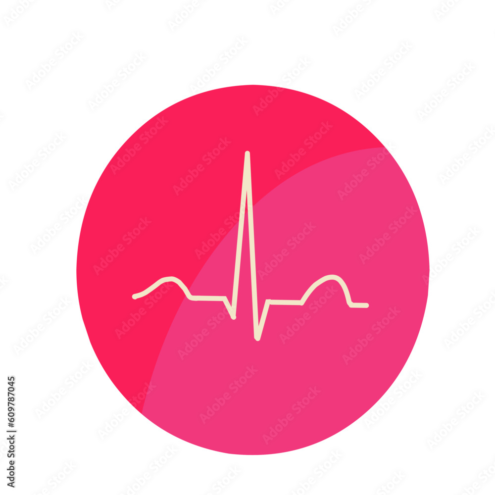 Heartbeat ekg ecg electrocardiogram pink icon vector illustration. Fit ...