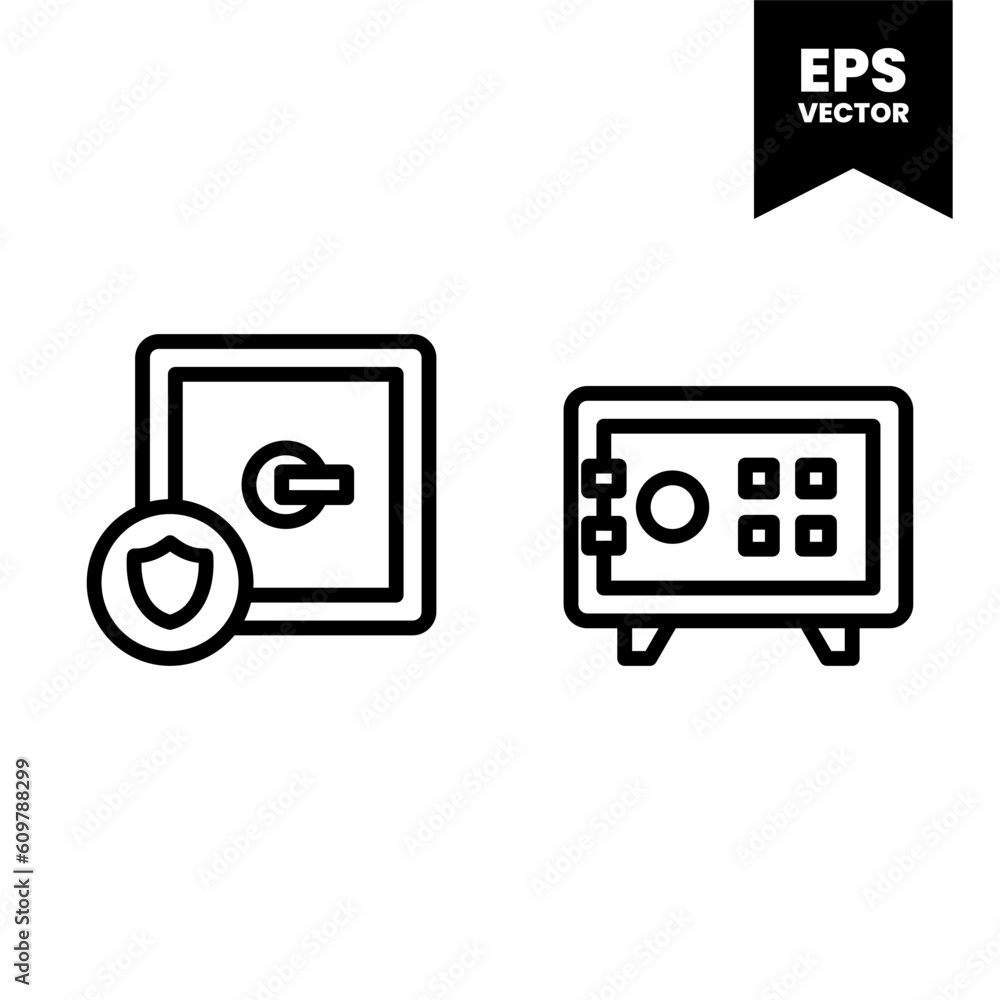 Bank safe vector icon. linear style closed safe isolated. Security ...