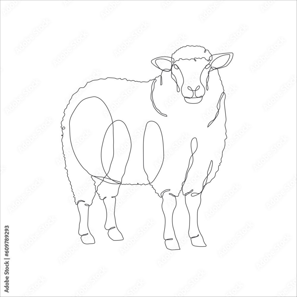 Sheep in one continuous line drawing. Sheep icon. Lamb line art icon ...