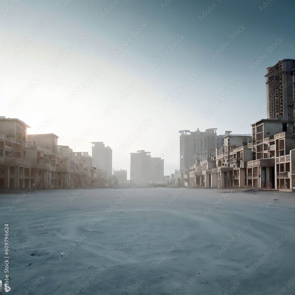 Empty Desolate Abandoned Vacant Lost Ghost Fantasy Urban City Skyline ...