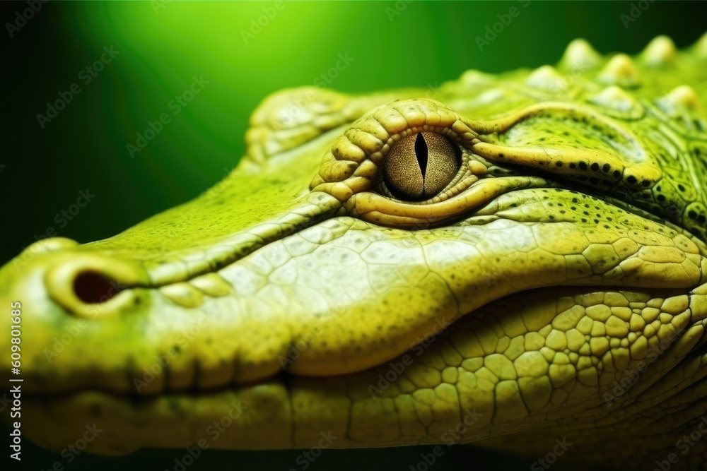 detailed close-up of a green alligators eye Generative AI Stock ...