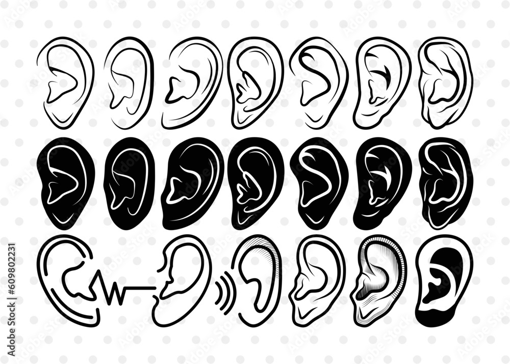 Human Ear Silhouette Human Ear Svg Ear Svg Ears Svg Hear Svg Ears Bundle Sb00146 Stock
