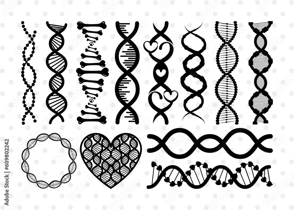 DNA Silhouette, DNA SVG, Molecule Svg, DNA Chain Svg, Science Svg, DNA ...