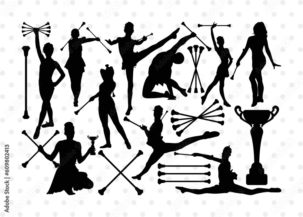 Baton Twirling Silhouette, Baton Twirling SVG, Baton Svg, Sports Svg ...