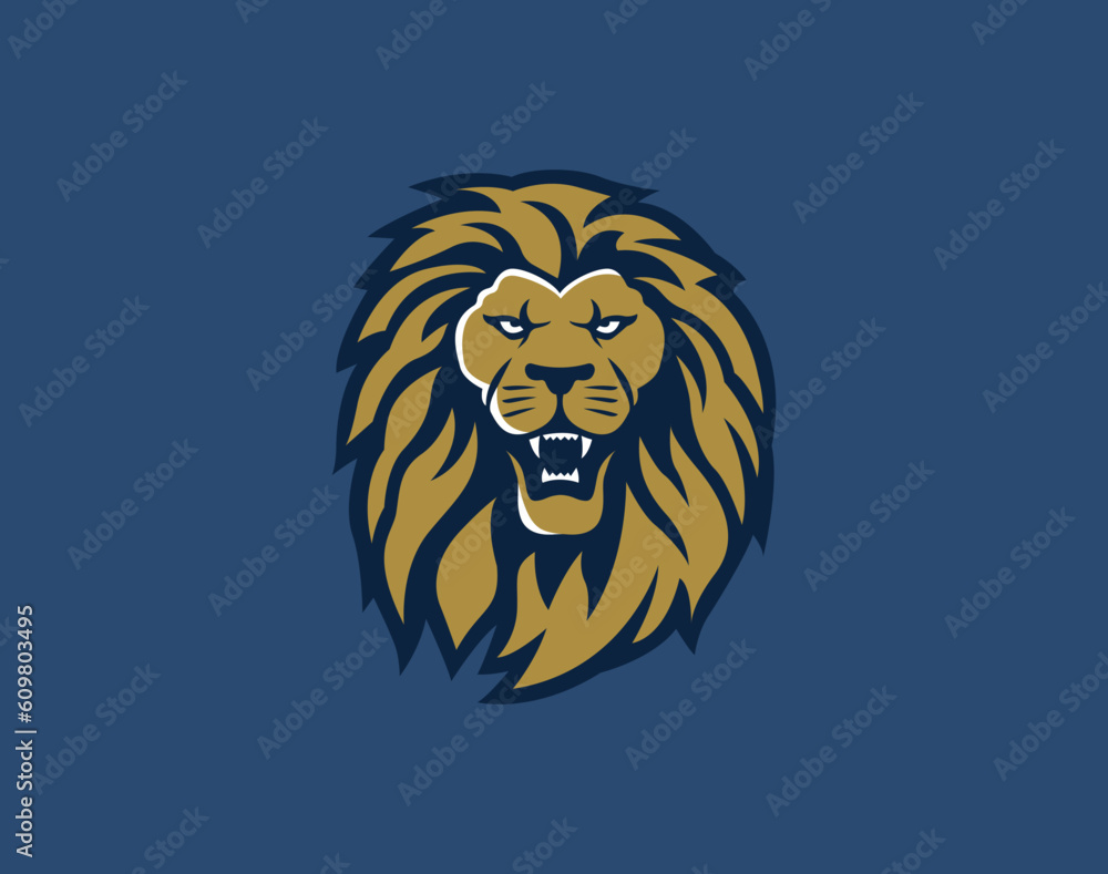 Blue & Gold Lion Head Logo Vector Stock Vector | Adobe Stock