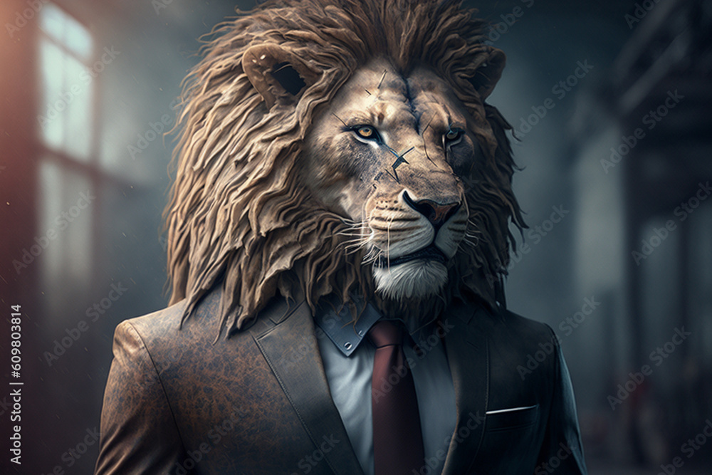 The image manipulation showcases a fascinating creation—a humanoid lion ...