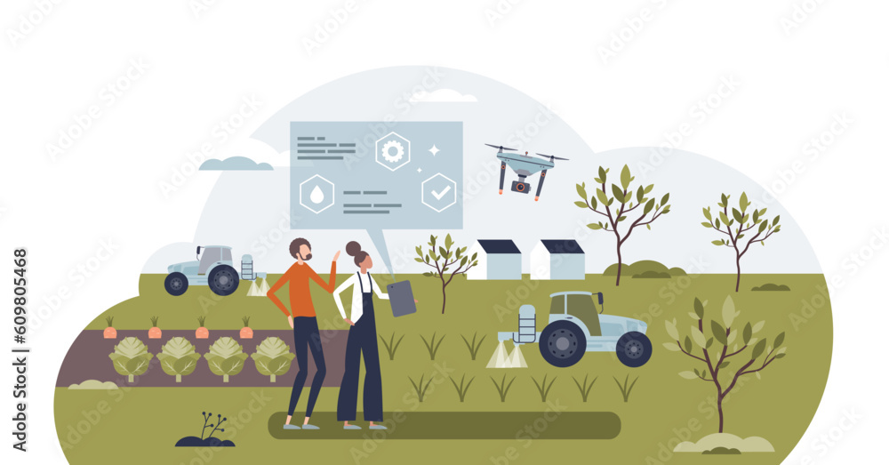 Precision farming with smart and effective agriculture tiny person ...
