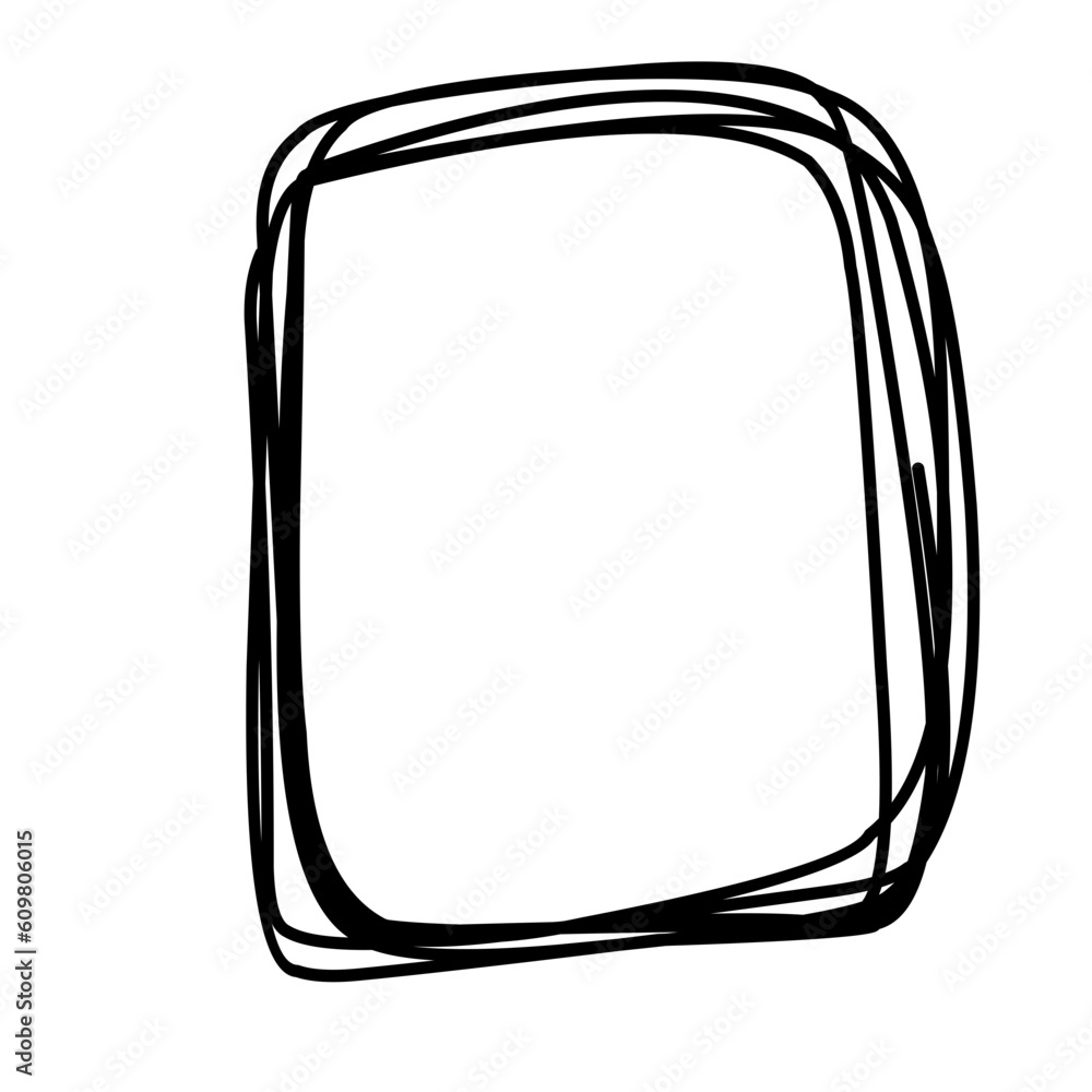 Vector hand drawn boxes, empty picture frame, black outline, rectangle ...