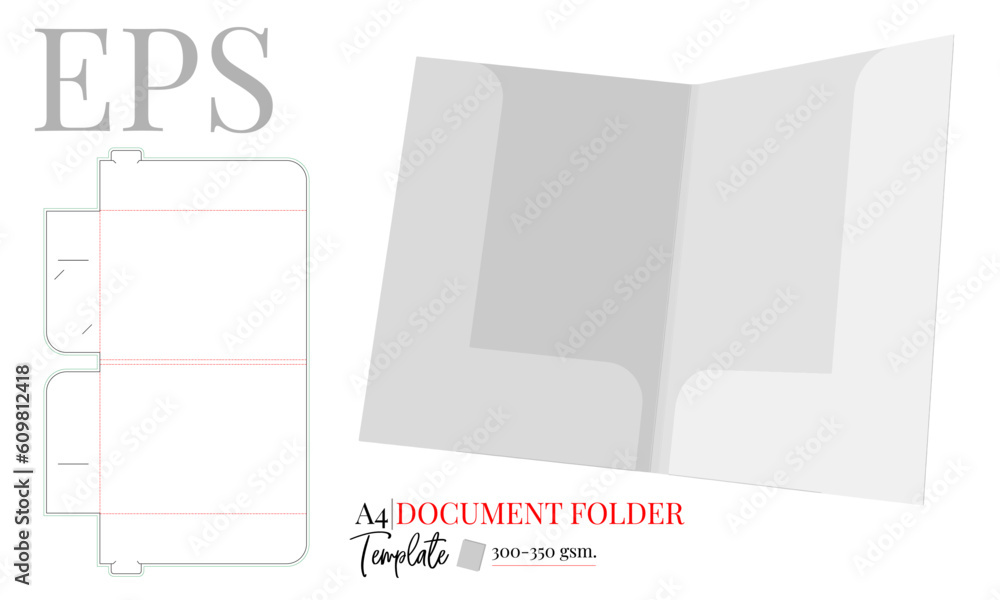Document Folder Template A4. Vector with die cut, laser cut layers ...