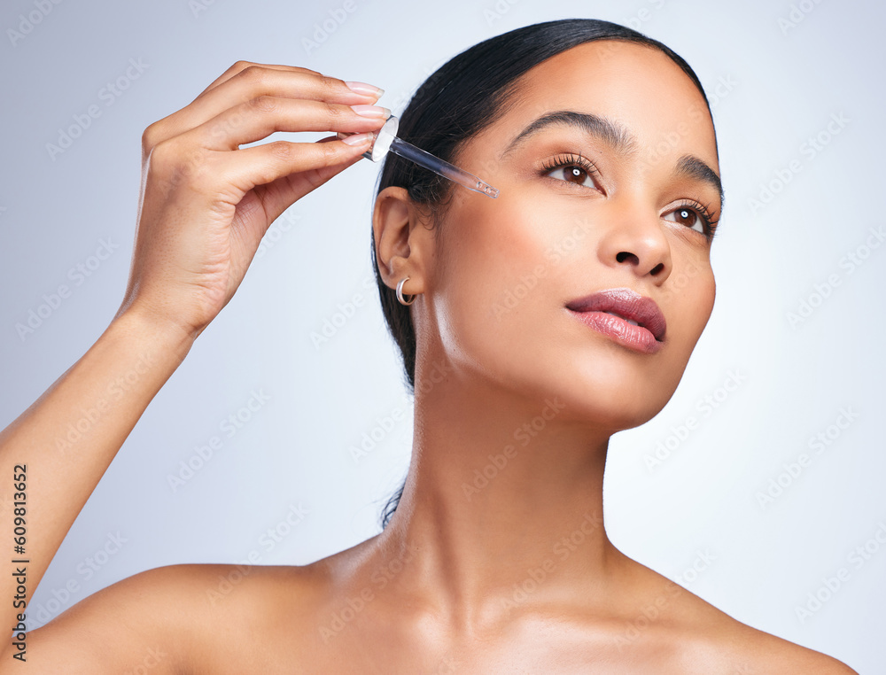 Beauty serum, woman cosmetics and skincare with dermatology and face ...