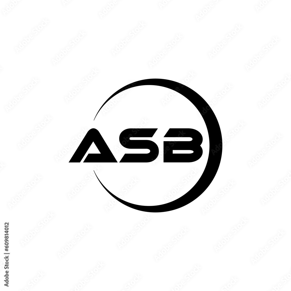 ASB letter logo design with white background in illustrator, cube logo ...