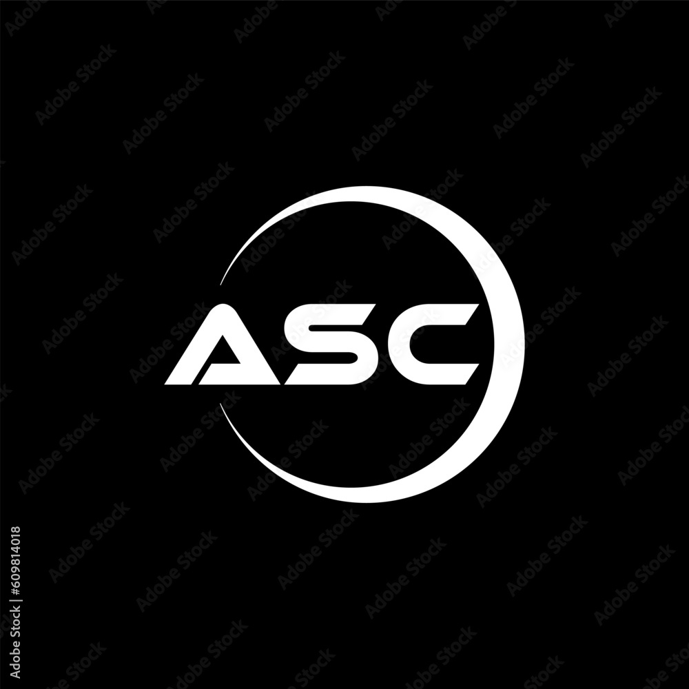 ASC letter logo design with black background in illustrator, cube logo ...