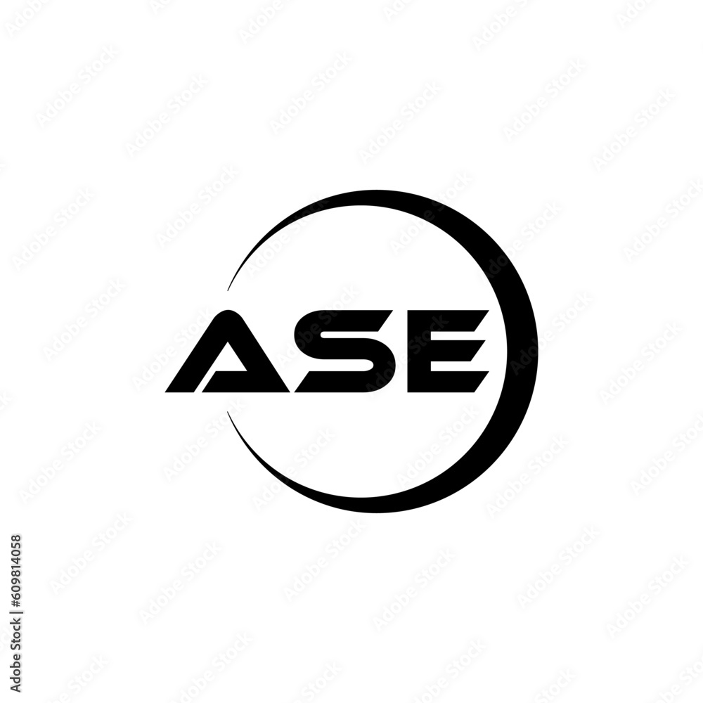ASE letter logo design with white background in illustrator, cube logo ...