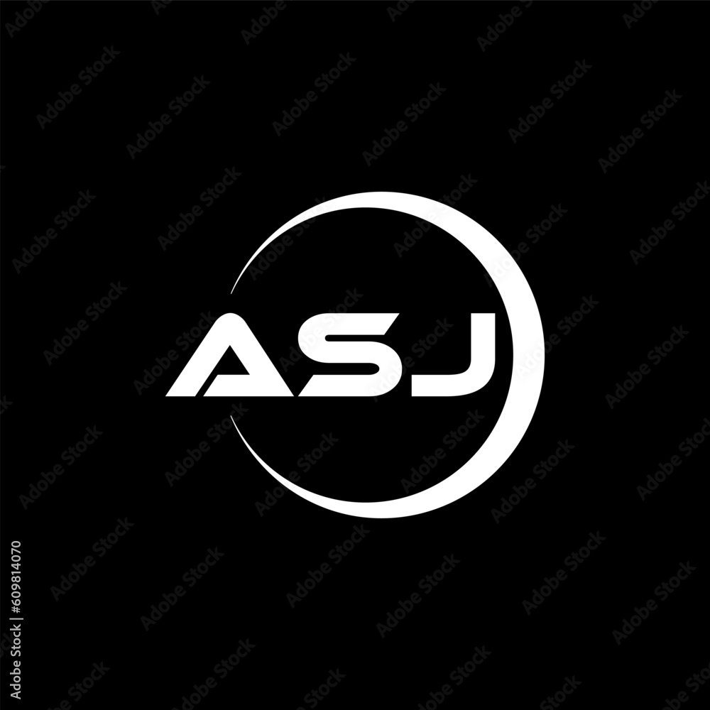 ASJ letter logo design with black background in illustrator, cube logo ...