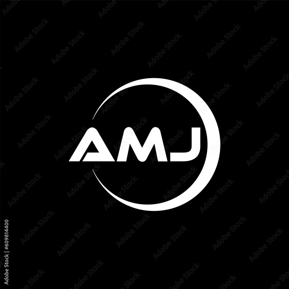 Vecteur Stock AMJ letter logo design with black background in ...