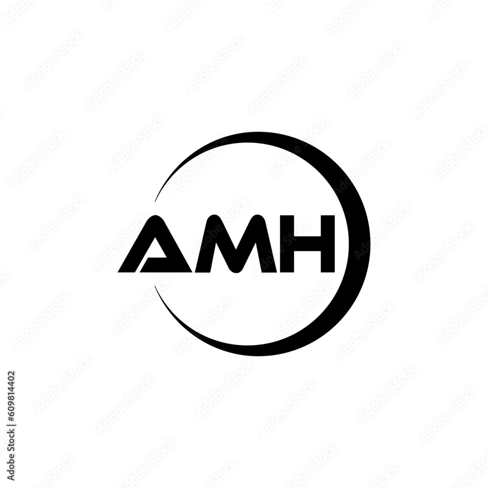 AMH letter logo design with white background in illustrator, cube logo ...
