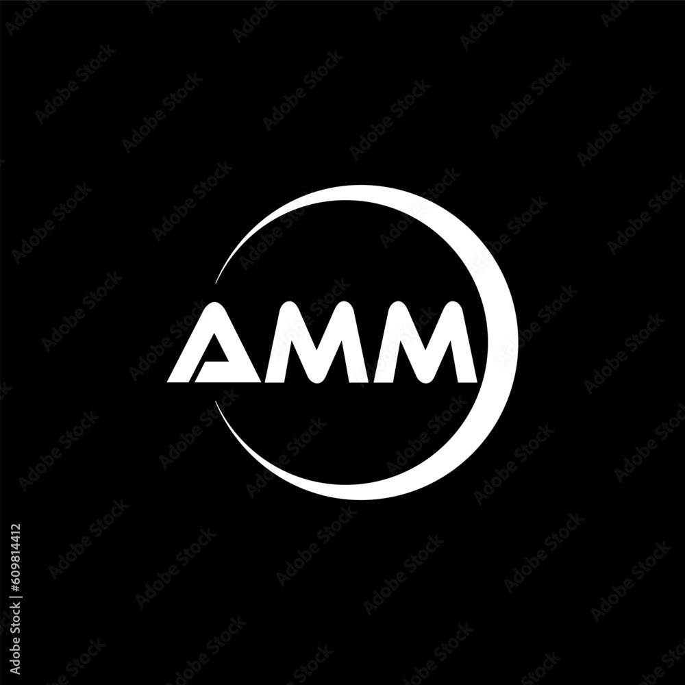 AMM letter logo design with black background in illustrator, cube logo ...