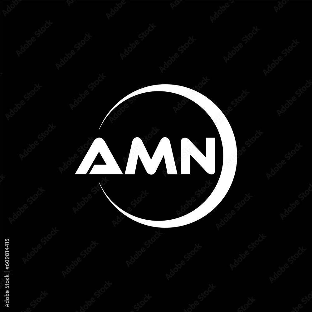 AMN letter logo design with black background in illustrator, cube logo ...