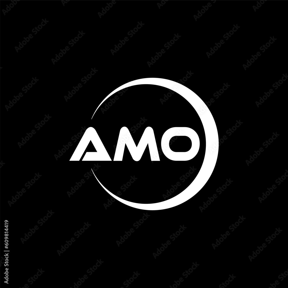 AMO letter logo design with black background in illustrator, cube logo ...