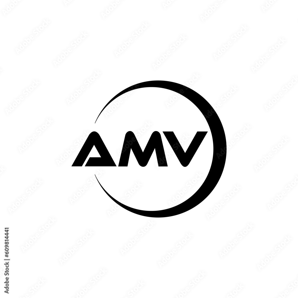 Vecteur Stock AMV letter logo design with white background in ...