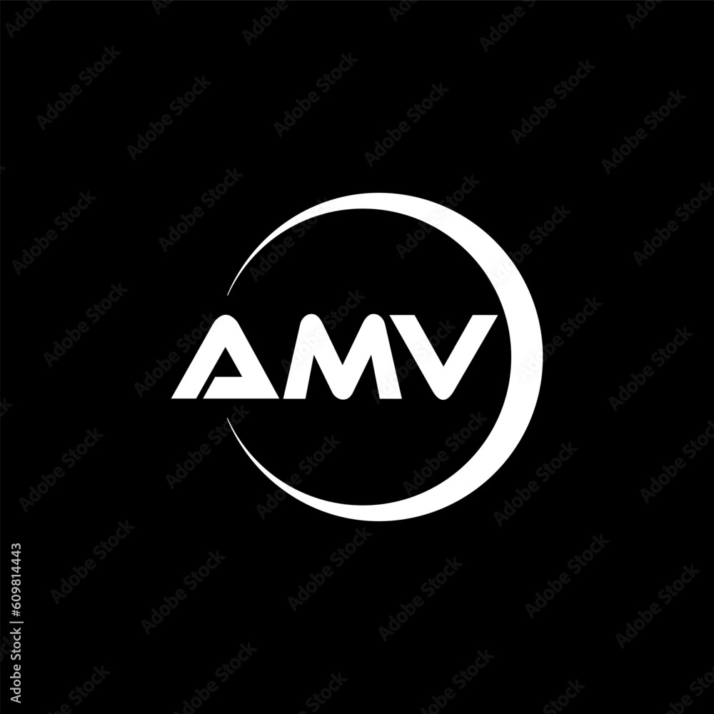 AMV letter logo design with black background in illustrator, cube logo ...