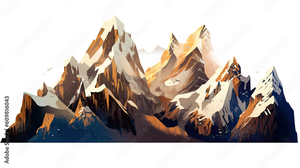 rugged mountain range with jagged peaks isolated on a transparent ...